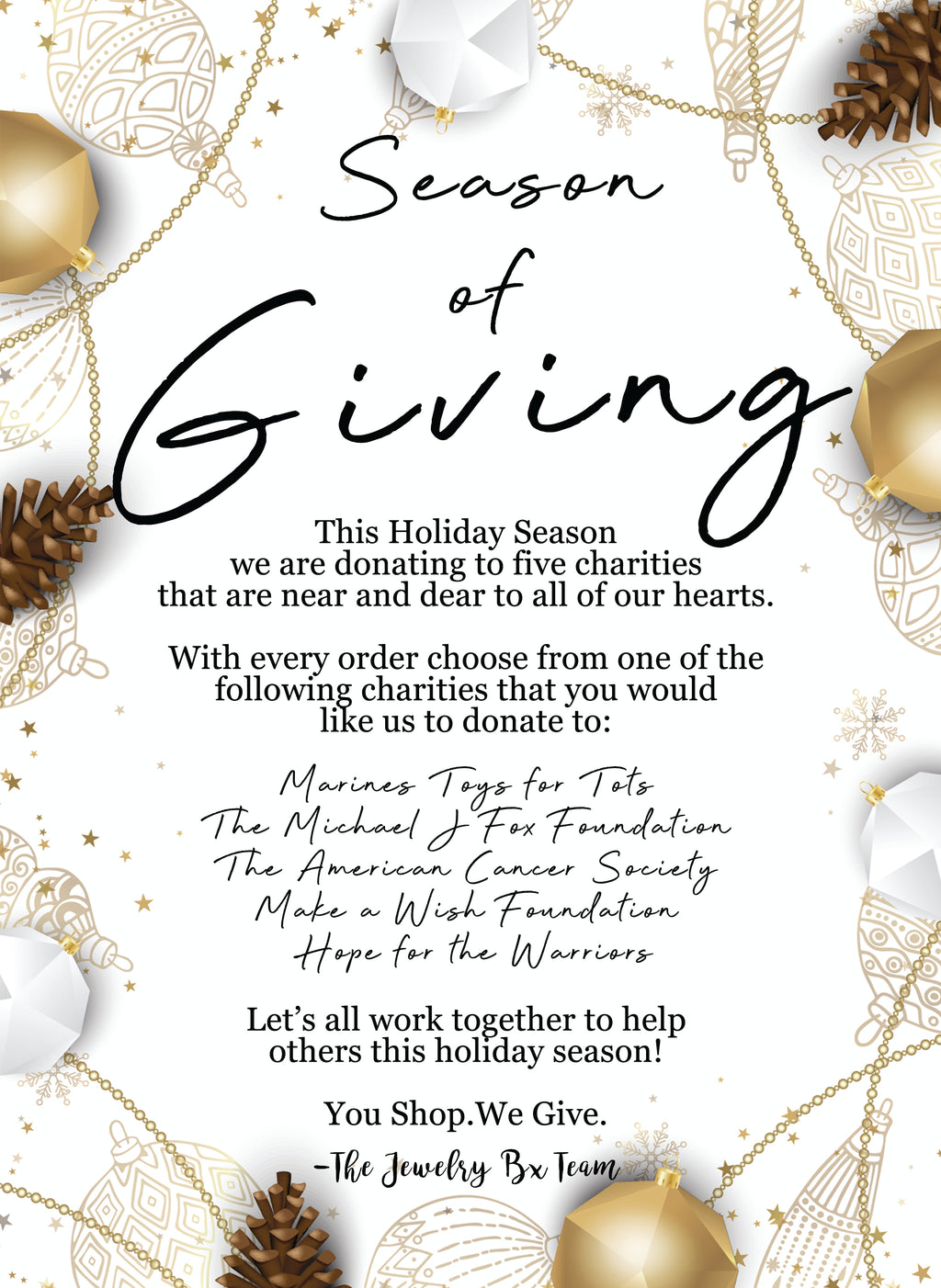 The Season of Giving Charity Blog – The Jewelry Bx